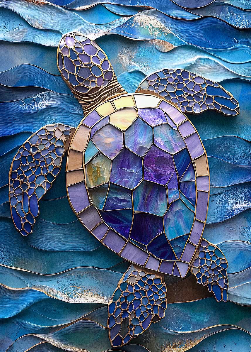 'Stained Glass Sea Turtle' Poster, picture, metal print, paint by ...