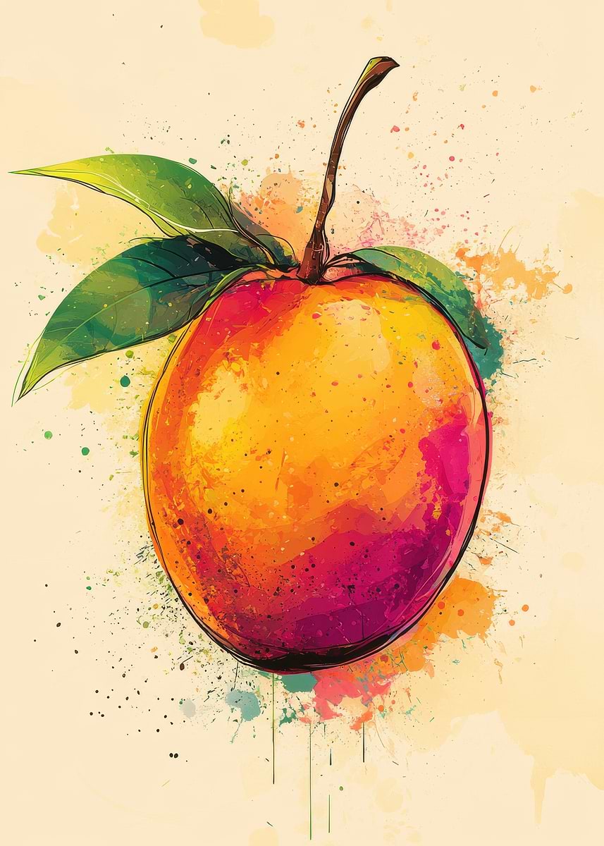 'Watercolor Mango Wall Art' Poster, picture, metal print, paint by ...