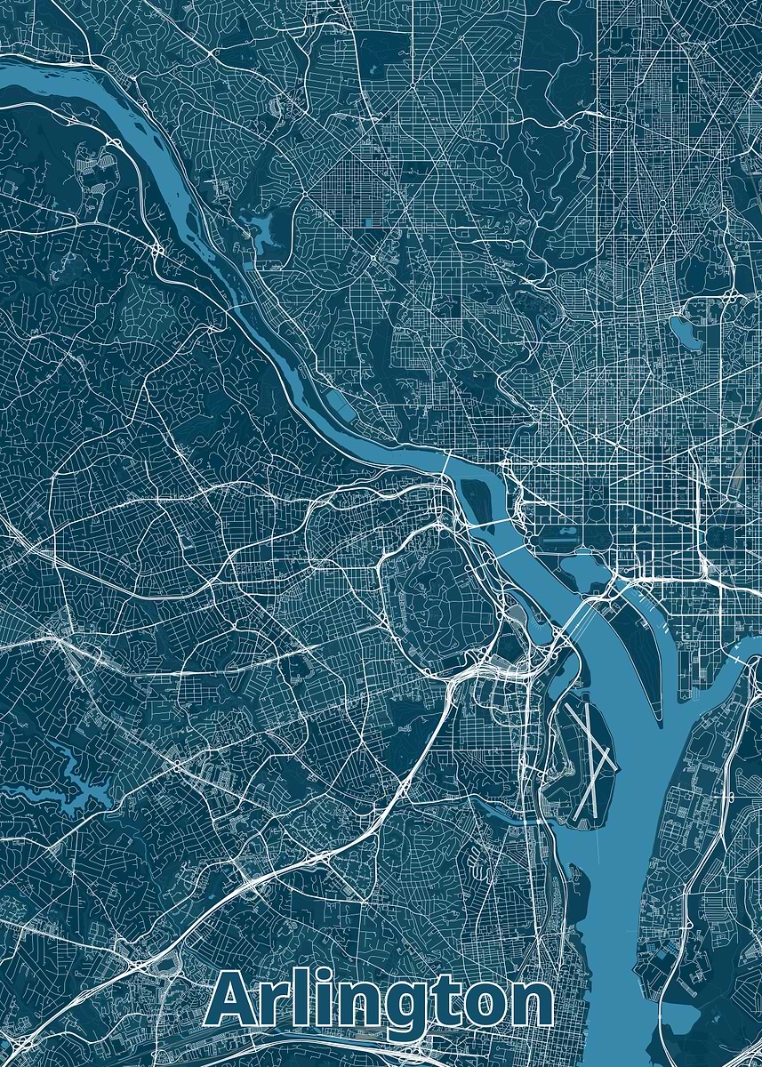 'Arlington City Map' Poster, picture, metal print, paint by Sam Kal ...