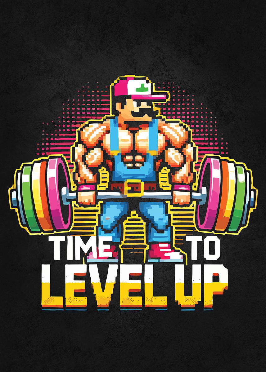'Time To Level Up Gaming Gamer Workout' Poster, picture, metal print ...