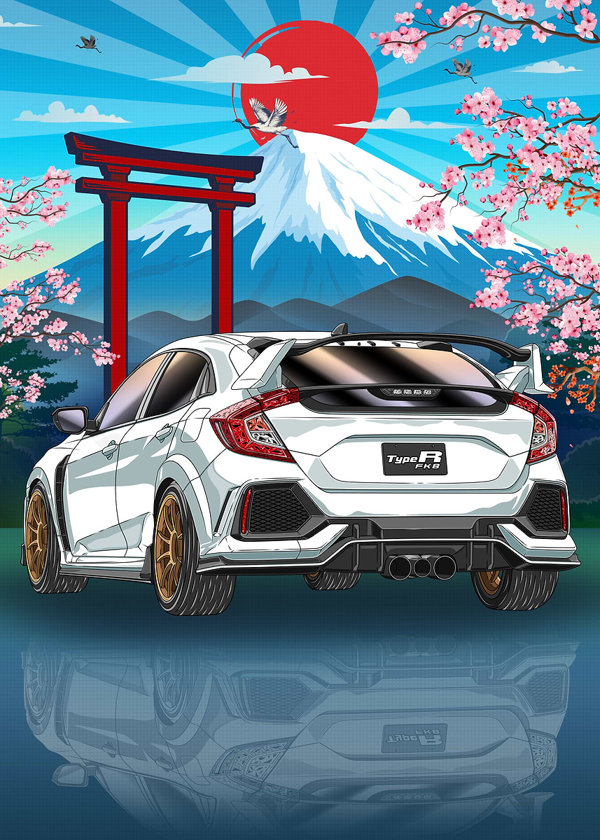 'Honda Civic Type-R FK8 Japanese Style' Poster, picture, metal print ...
