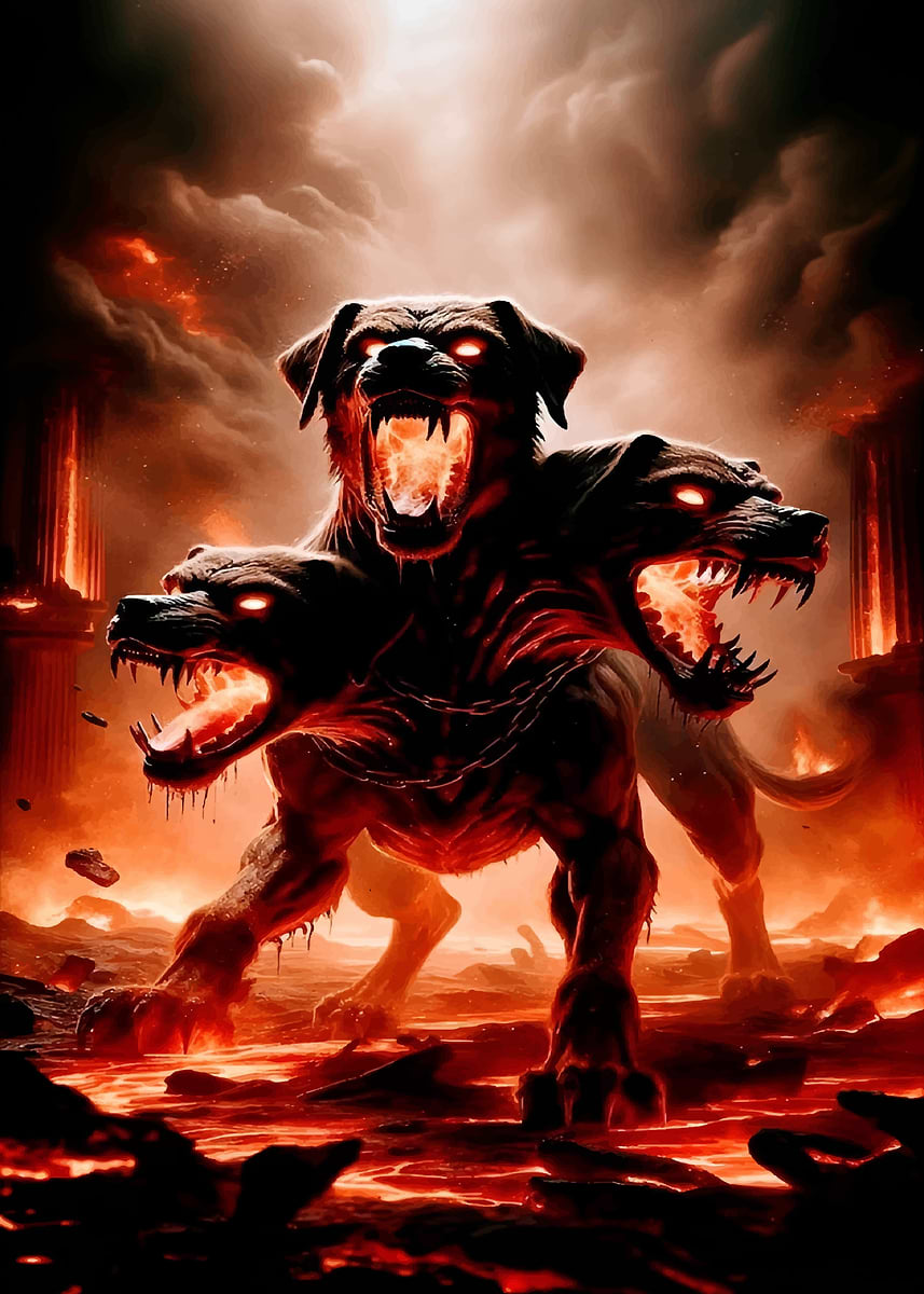 'Cerberus, Three-Headed Dog' Poster, picture, metal print, paint by ...