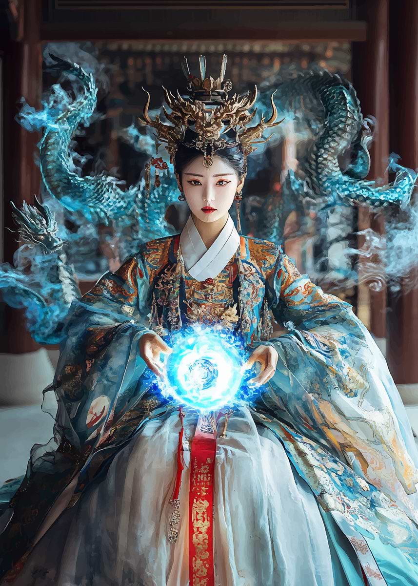 'Chinese Wizard Girl Magic' Poster, picture, metal print, paint by iki ...