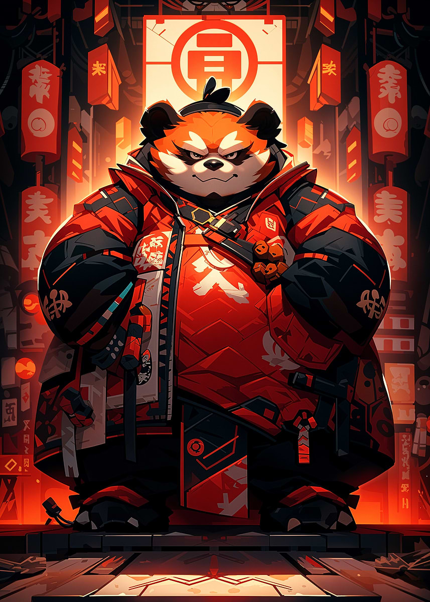 'Red Panda Samurai' Poster, picture, metal print, paint by SuperNova ...