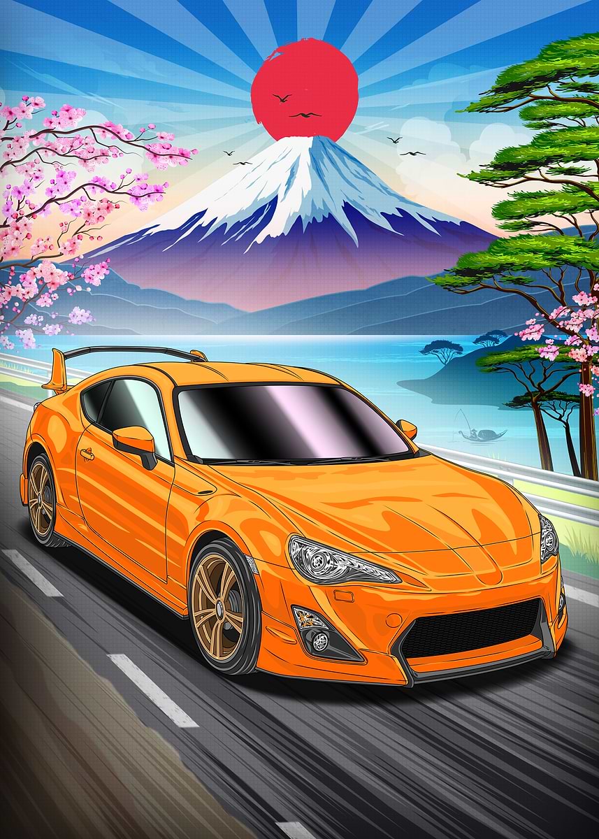 'Toyota GR86 in Japanese Landscape' Poster, picture, metal print, paint ...