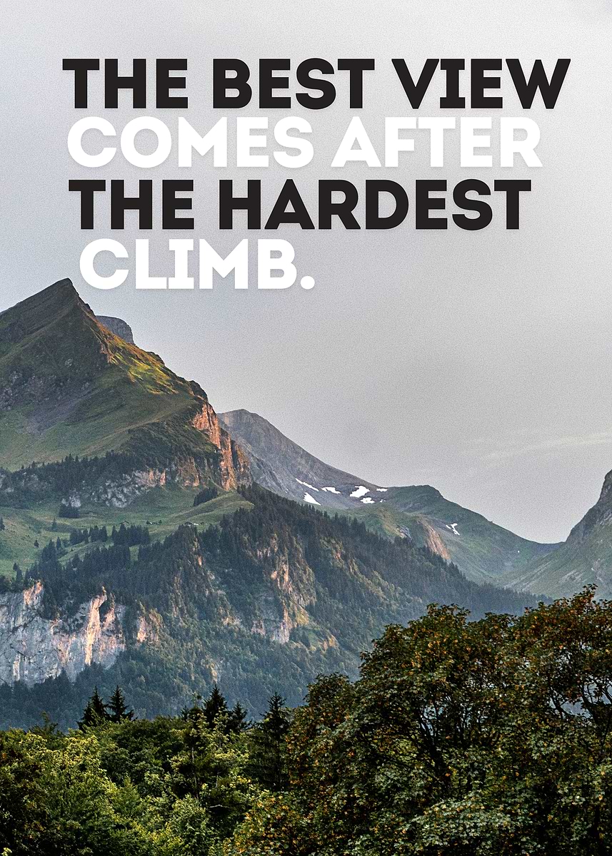 'The Best View Comes After The Hardest Climb' Poster, picture, metal ...