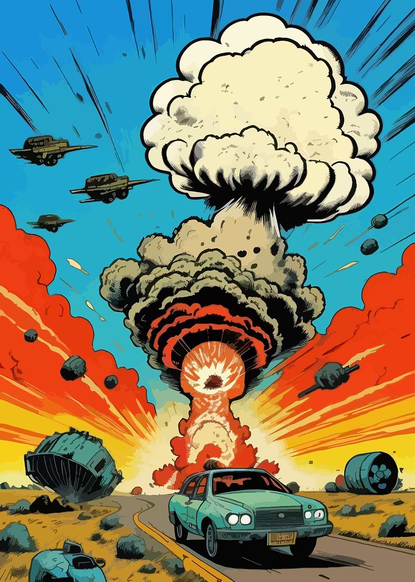 'Nuclear Explosion Comic Art' Poster, picture, metal print, paint by ...