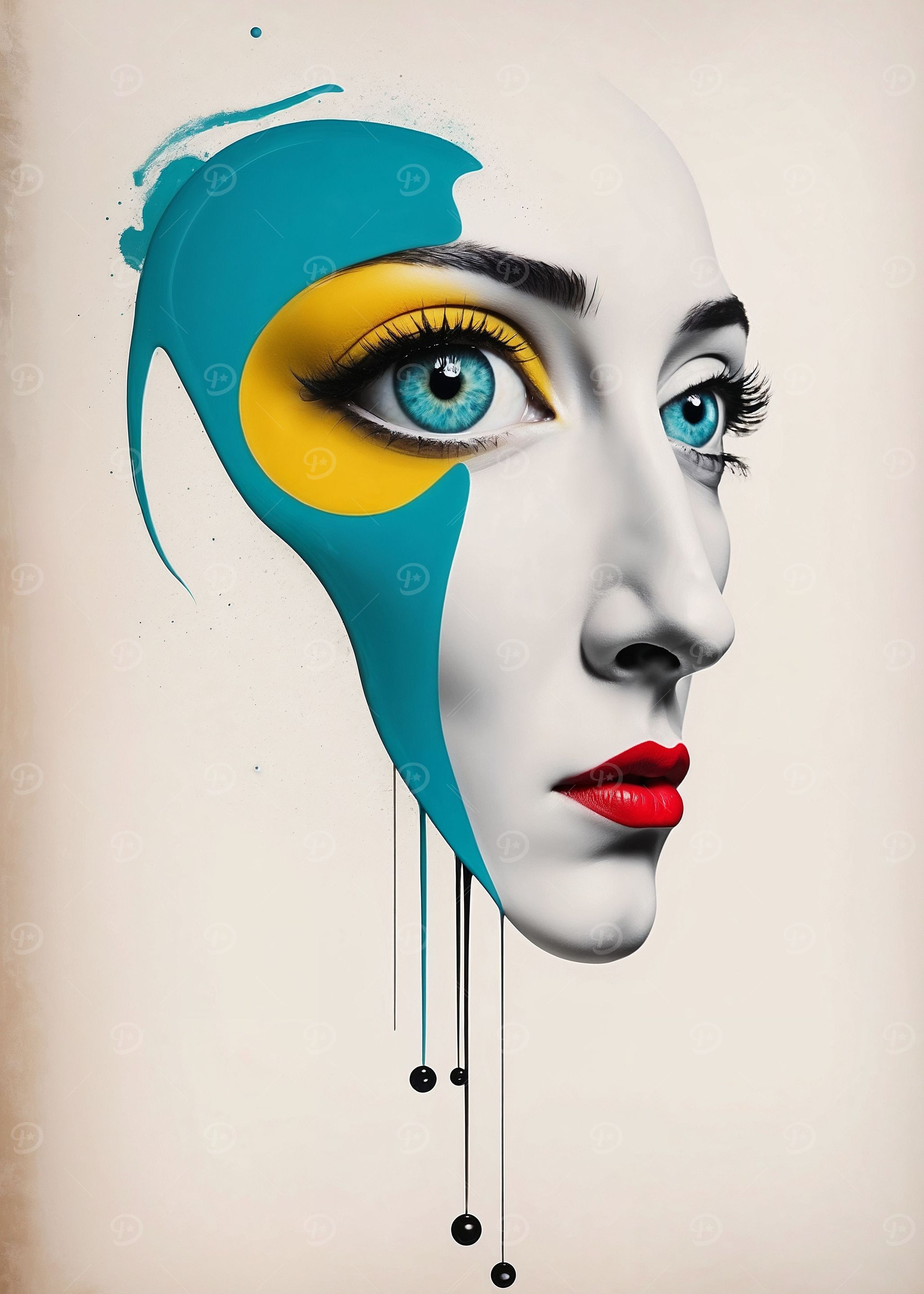 'Abstract Face with Dripping Paint' Poster, picture, metal print, paint ...