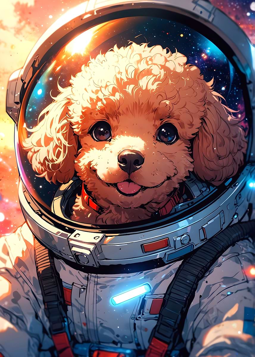 'Space Dog Astronaut' Poster, picture, metal print, paint by ...