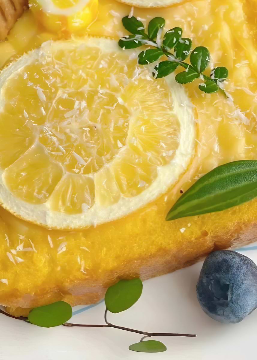 'Lemon Cake with Blueberry' Poster, picture, metal print, paint by ...