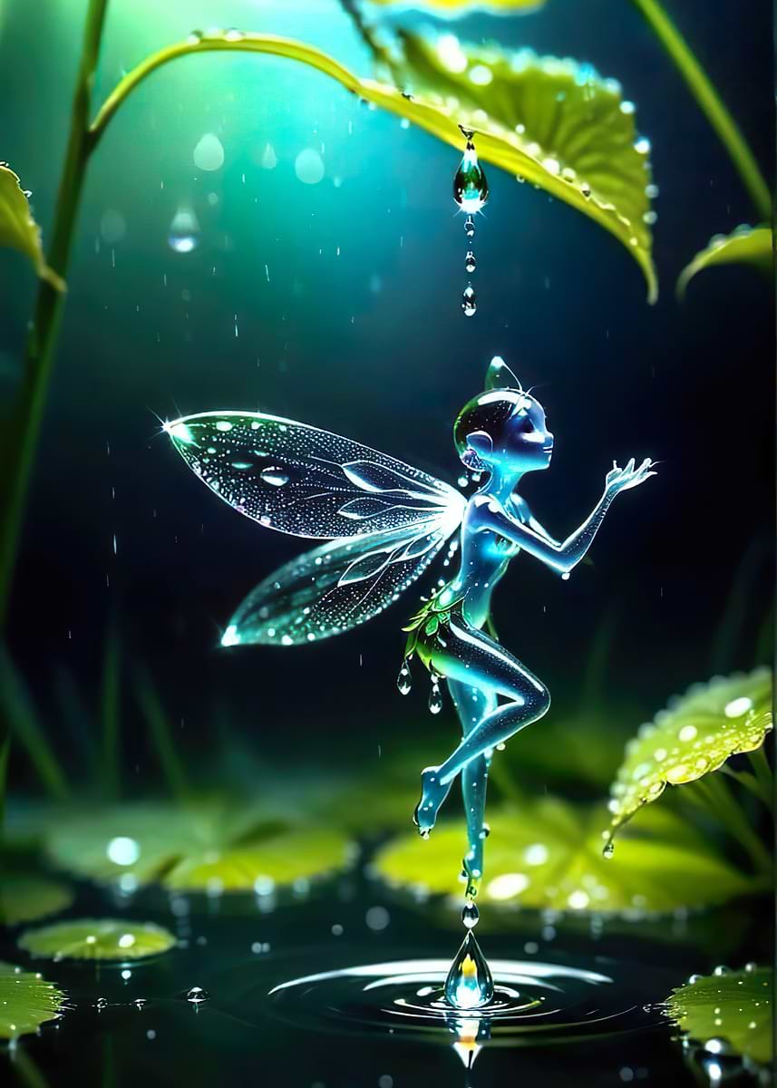 'Fairy on Water Drop' Poster, picture, metal print, paint by Plangkok ...