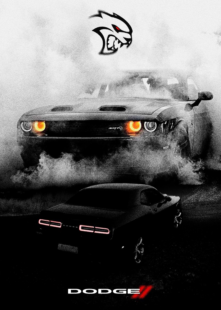 'Dodge Challenger Hellcat' Poster, picture, metal print, paint by ...