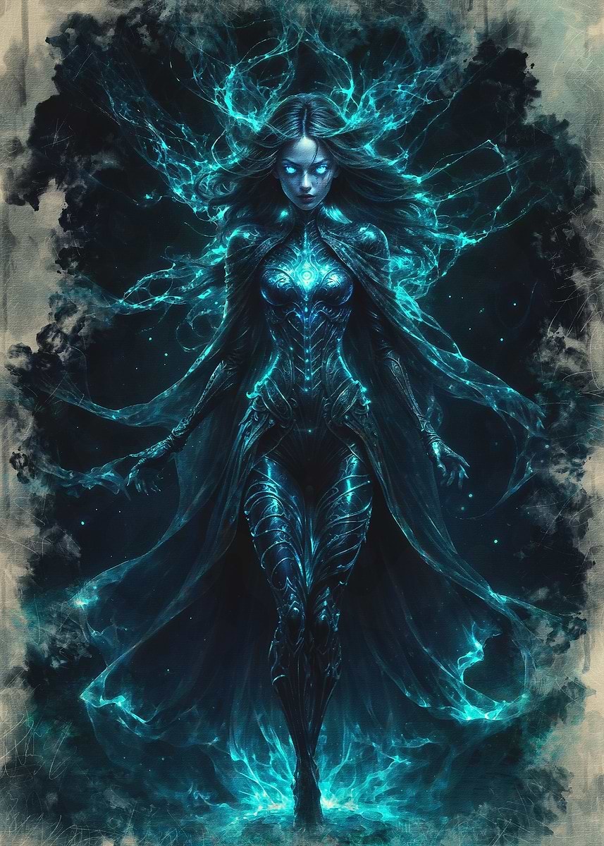 'Mystical Blue Woman' Poster, picture, metal print, paint by RebootArt ...