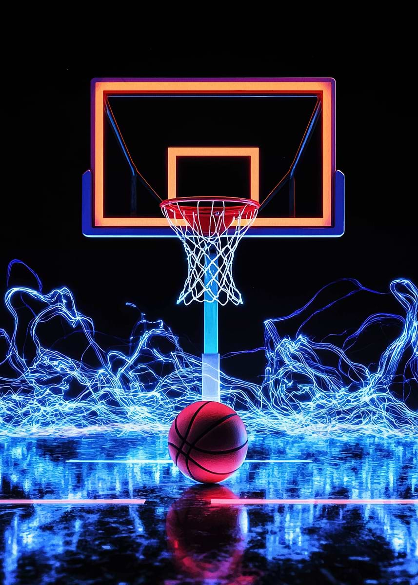 'Neon Basketball Hoop' Poster, picture, metal print, paint by Danny ...