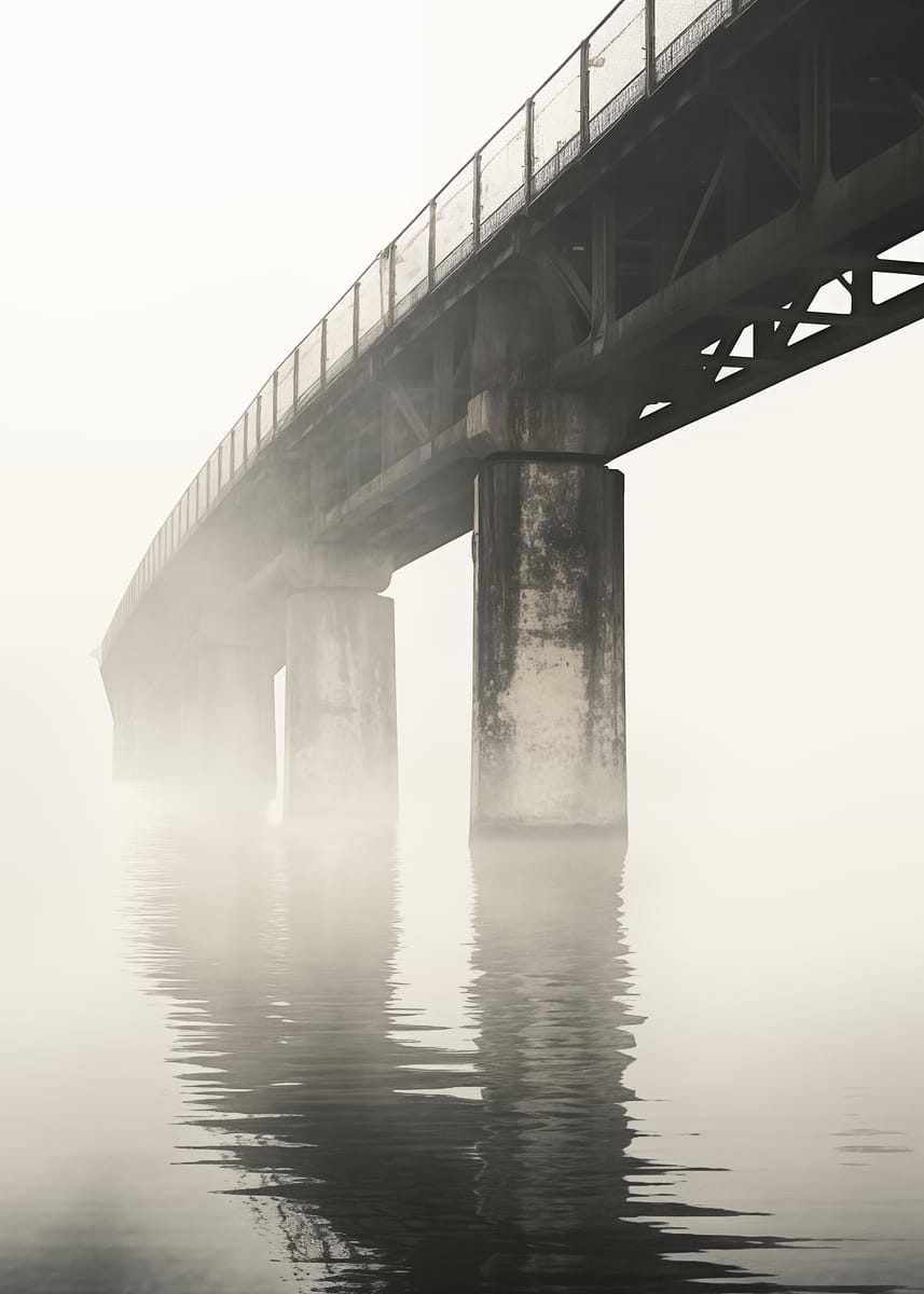 'Bridge in the fog Nature' Poster, picture, metal print, paint by Roman ...