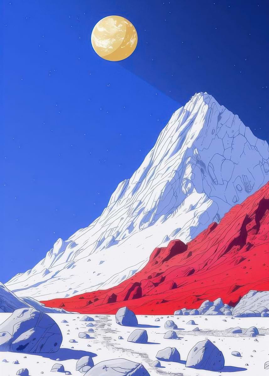 'Red Mountain Landscape' Poster, picture, metal print, paint by Bingo ...