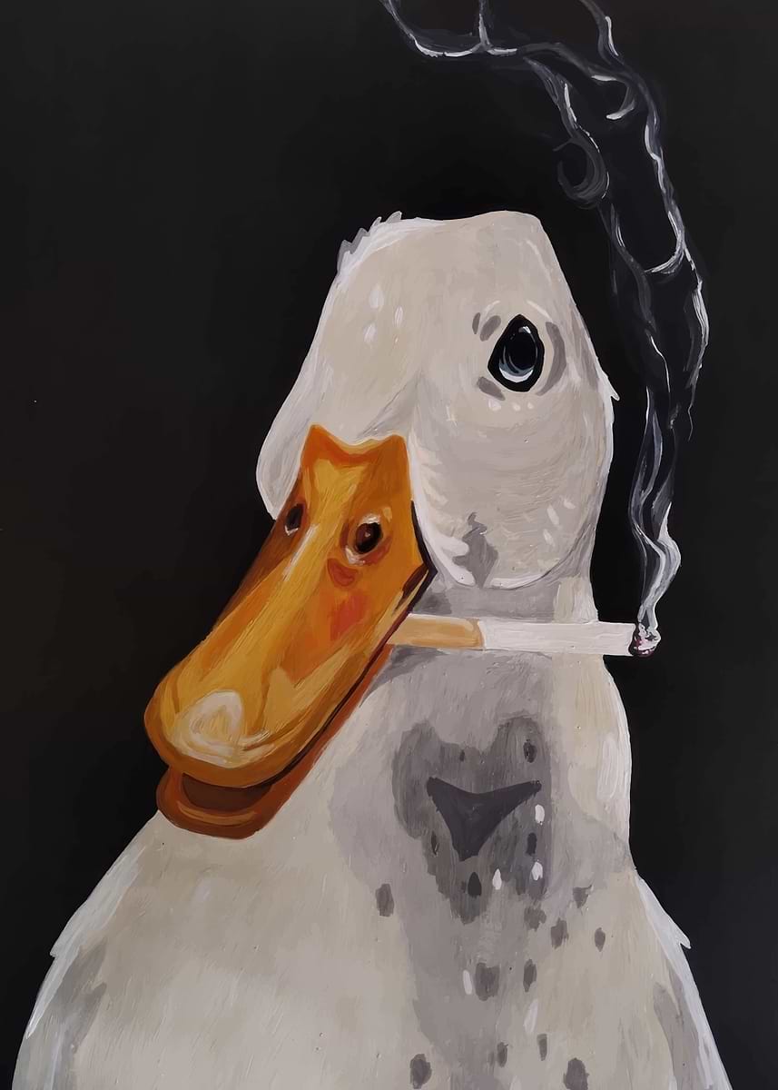 'Duck Smoking Cigarette' Poster, picture, metal print, paint by ...