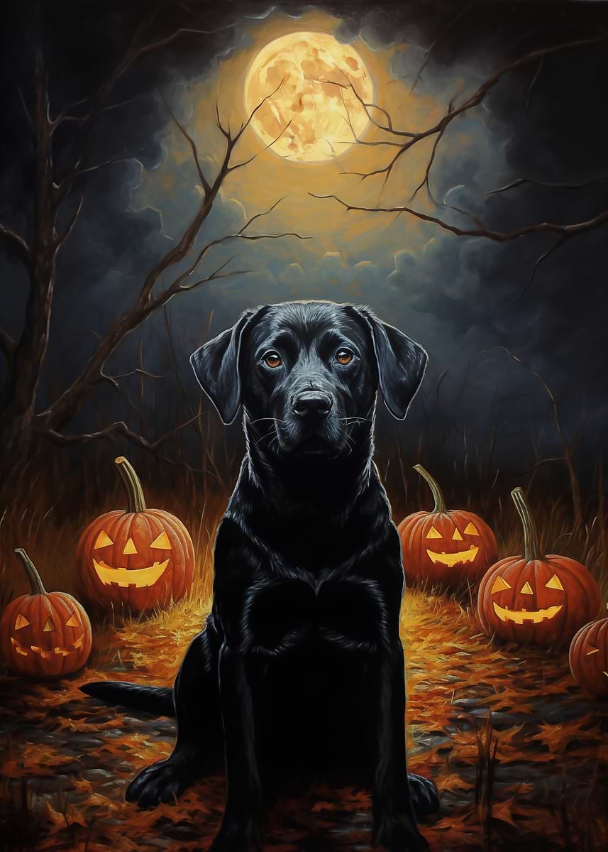 'Black Lab Halloween' Poster, picture, metal print, paint by PetsArt ...