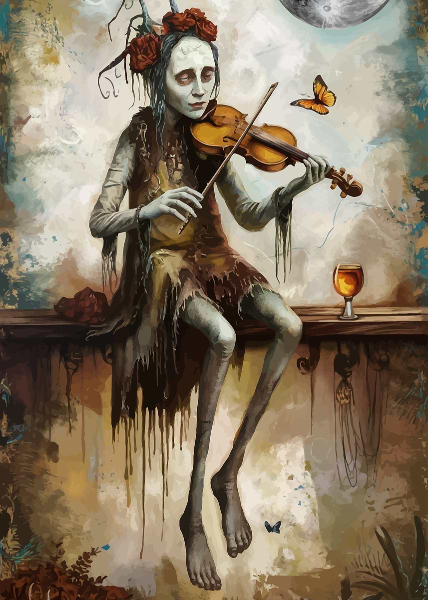 'Fae Violinist' Poster, picture, metal print, paint by Space Monkey ...