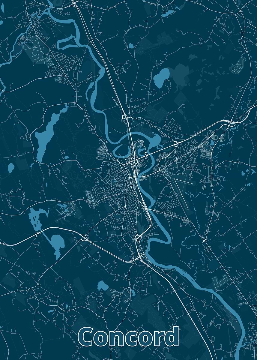 'Concord City Map' Poster, picture, metal print, paint by Sam Kal ...