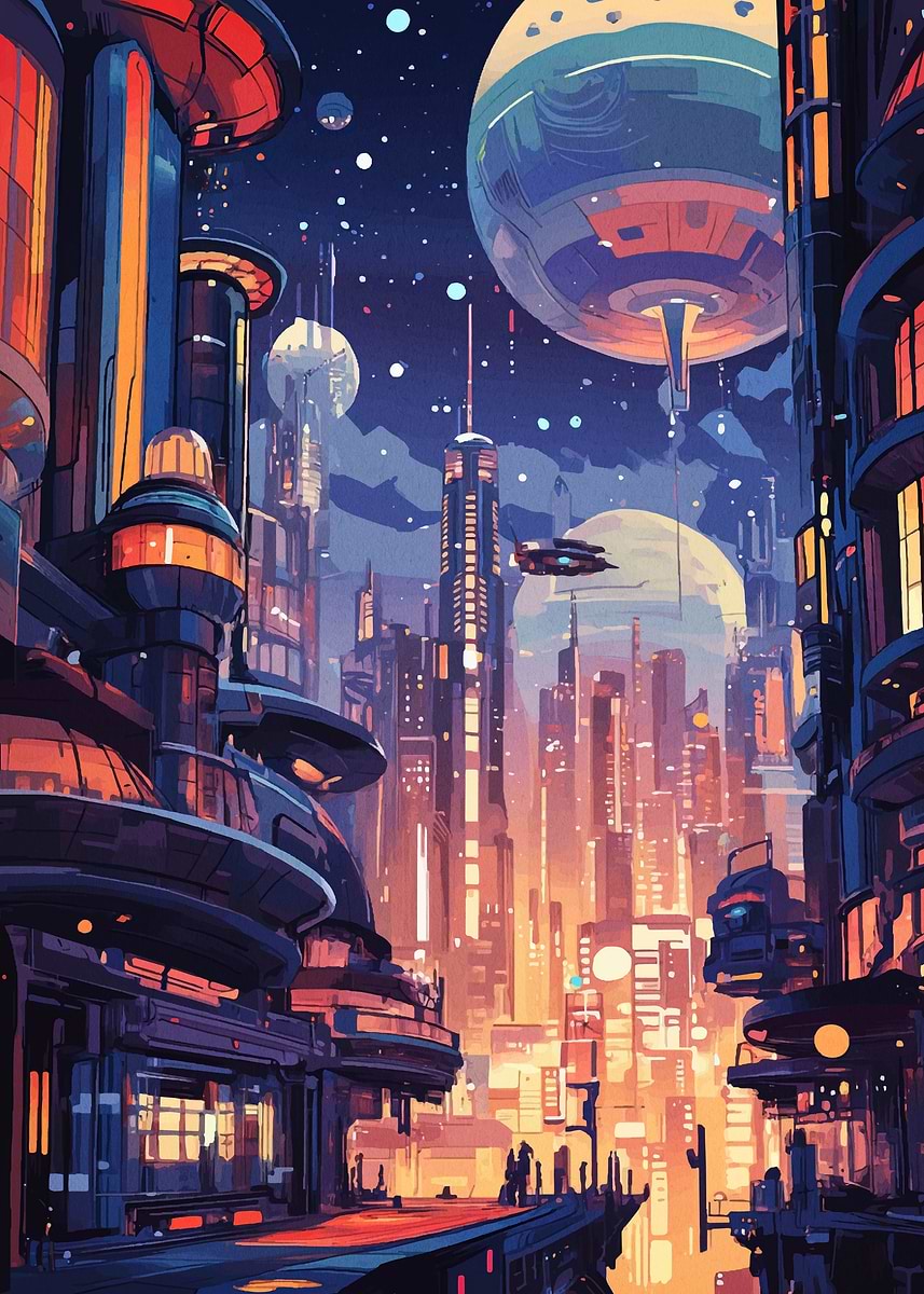 'Futuristic Cityscape' Poster, picture, metal print, paint by Dolly ...