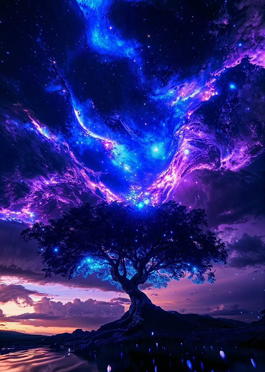 'Starry Night Tree' Poster, picture, metal print, paint by ...