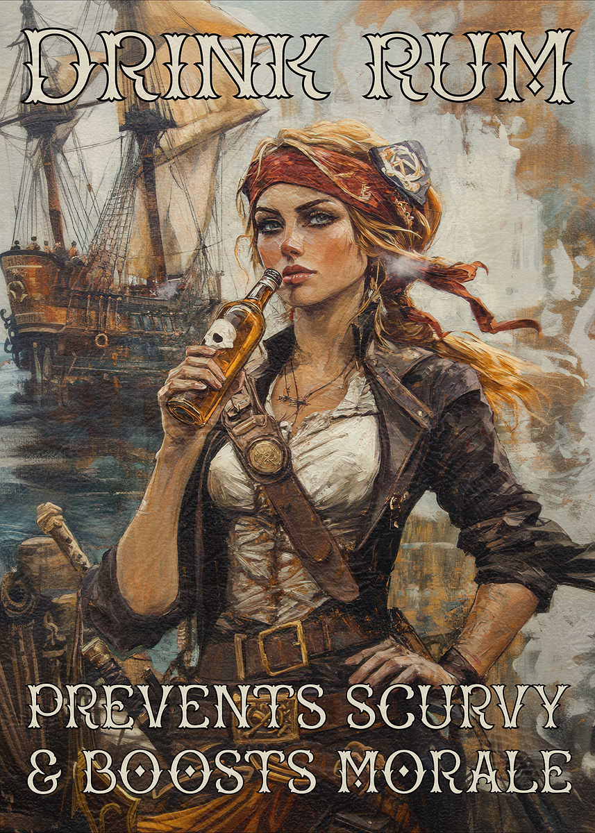 'Pirate Rum Poster' Poster, picture, metal print, paint by Mircea ...