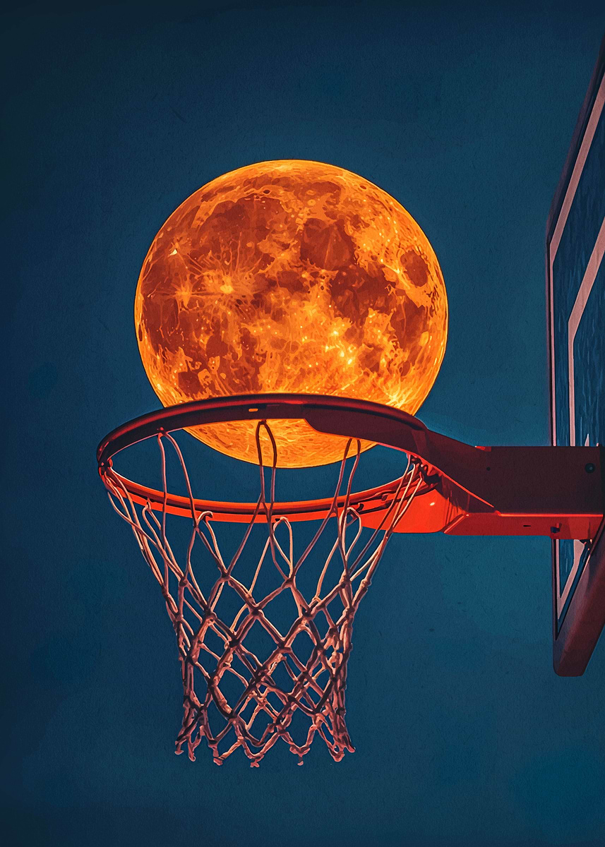 'Moon Basketball' Poster, picture, metal print, paint by RamosMarcia ...