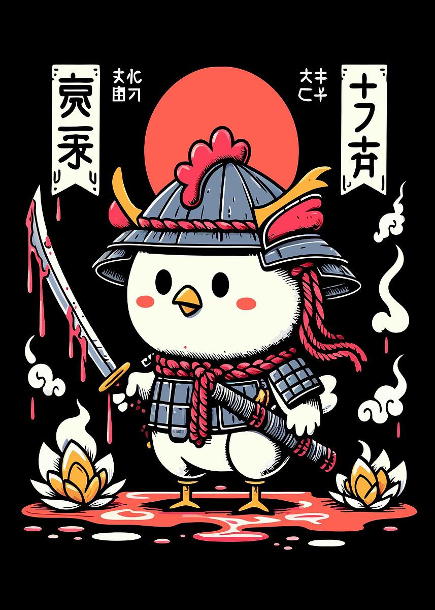 'Samurai Chicken' Poster, picture, metal print, paint by Dark Zeka ...