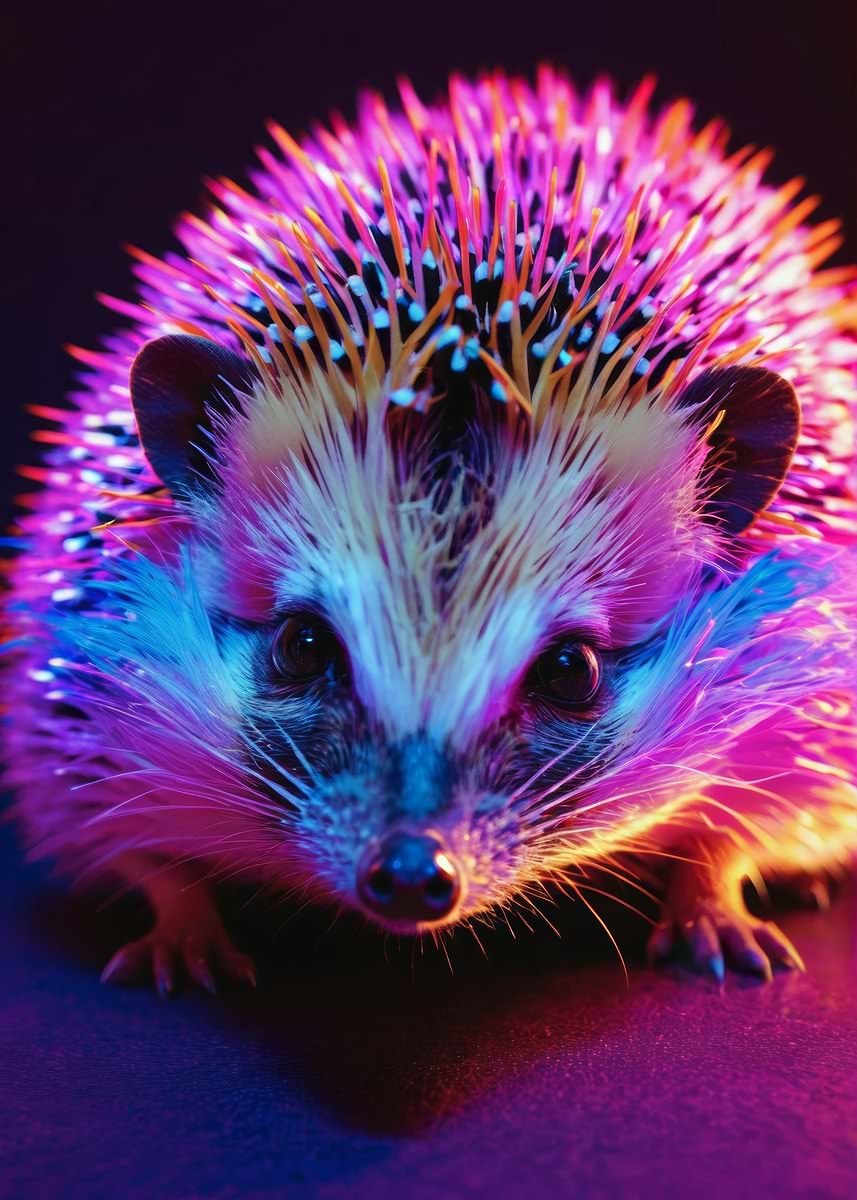 'Neon Blacklight Hedgehog' Poster, picture, metal print, paint by Vic ...