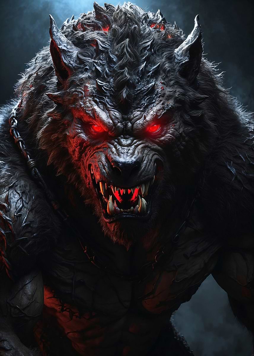 'Werewolf with Glowing Eyes' Poster, picture, metal print, paint by By ...