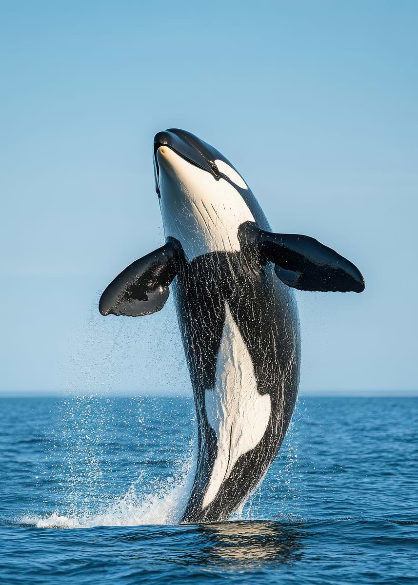 'Orca Whale Jump Out Water' Poster, picture, metal print, paint by Anna ...