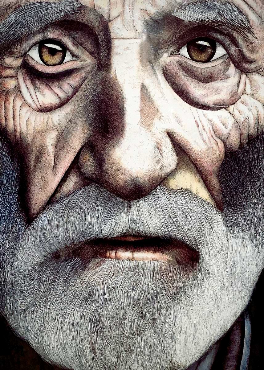 'Close-up Portrait of an Elderly Man' Poster, picture, metal print ...