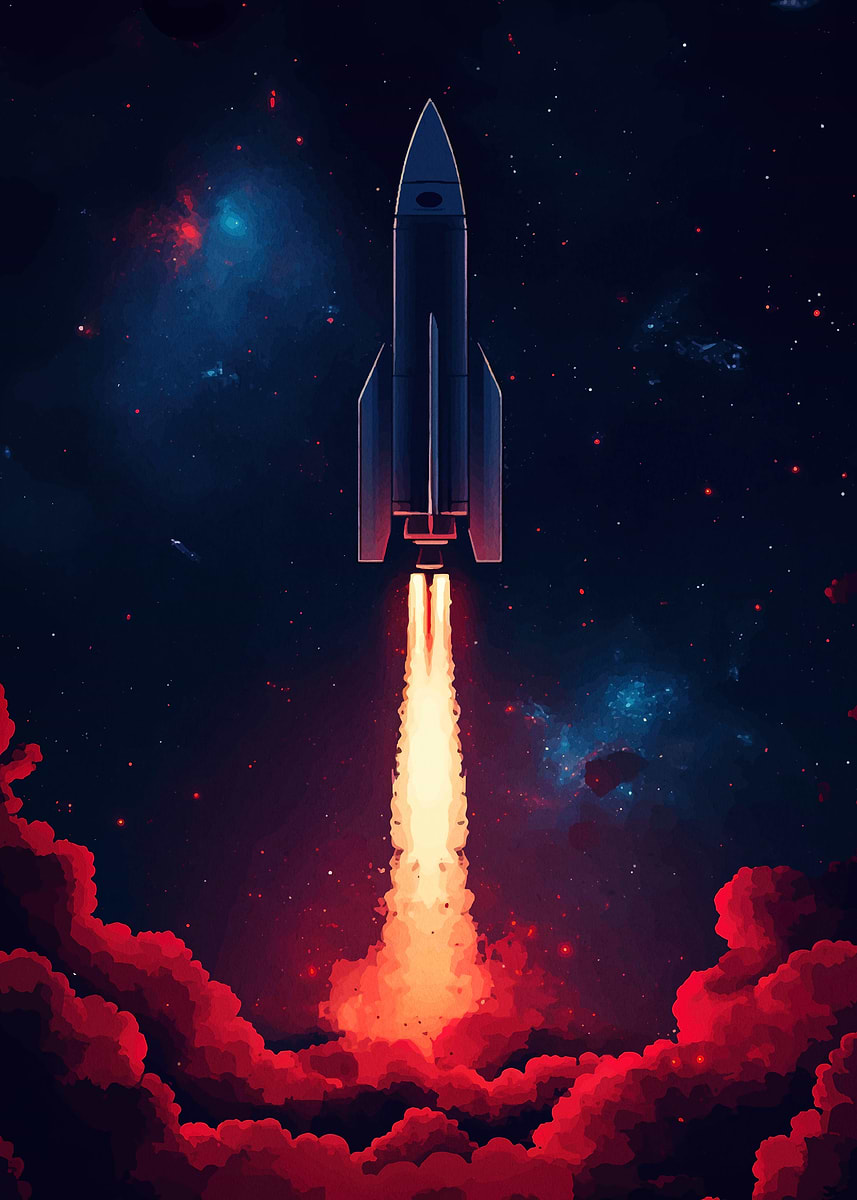 'Rocket Launch into Space' Poster, picture, metal print, paint by ...