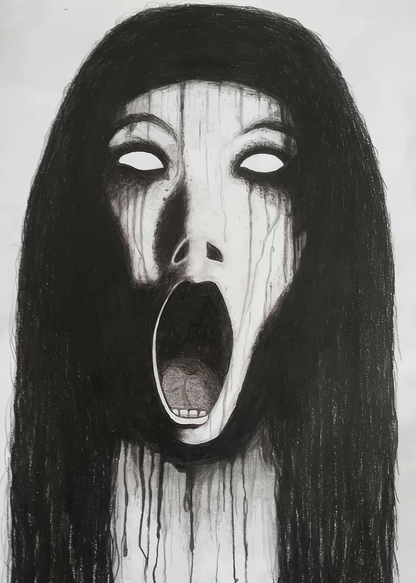 'Screaming Woman Drawing' Poster, picture, metal print, paint by ...