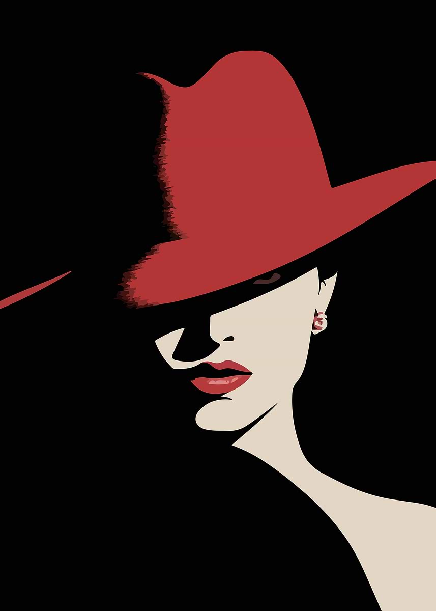 'Woman in Red Hat' Poster, picture, metal print, paint by ...