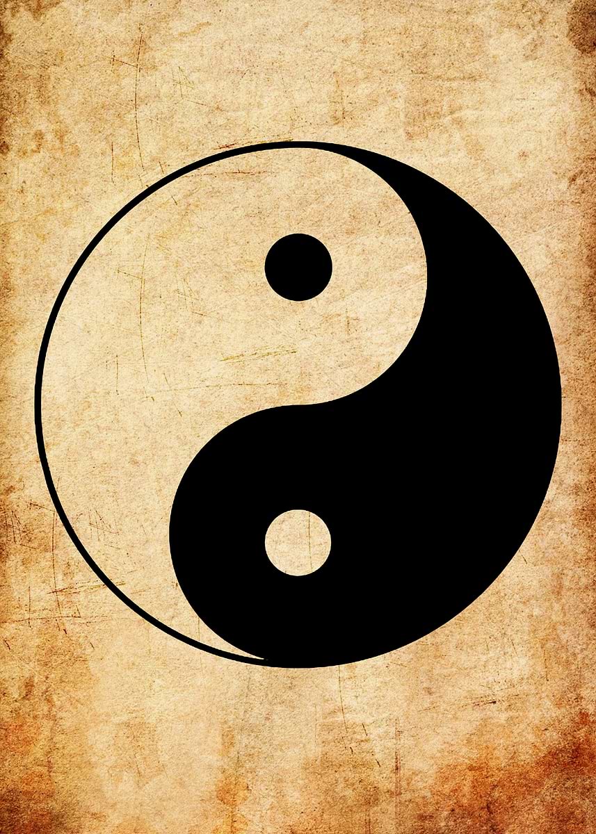 'Yin Yang Symbol on Parchment' Poster, picture, metal print, paint by ...