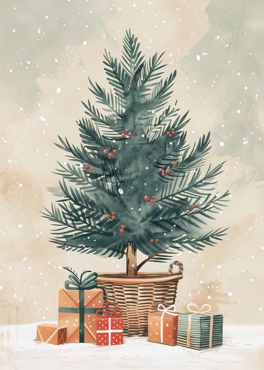 'Christmas Tree Watercolor' Poster, picture, metal print, paint by ...