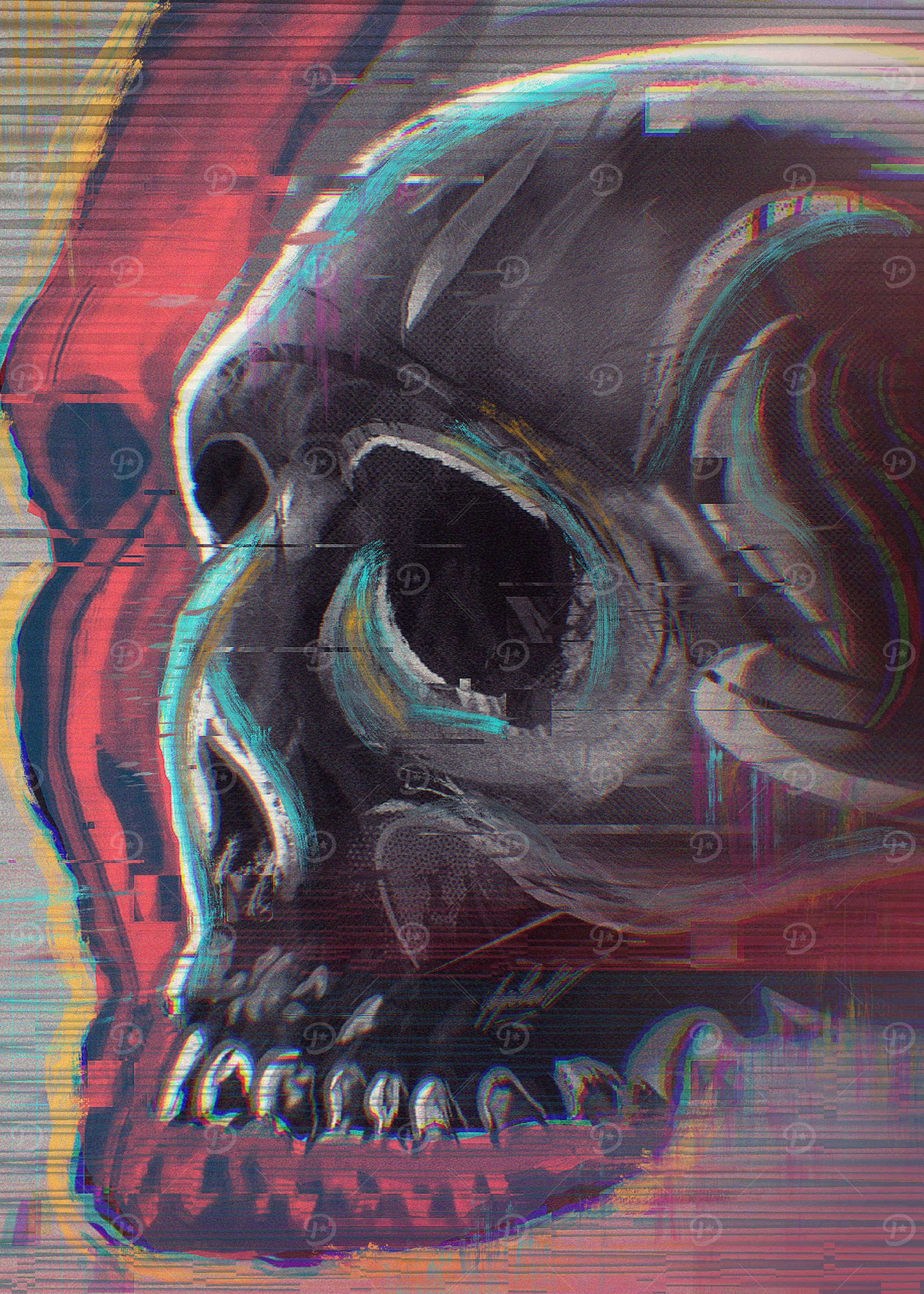 'Simulation By RyanitoArts: Glitching Skull' Poster, picture, metal ...
