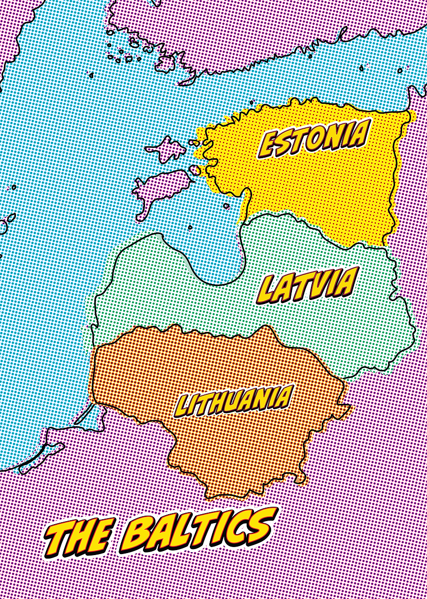 'Baltic States Map' Poster, picture, metal print, paint by David Green ...