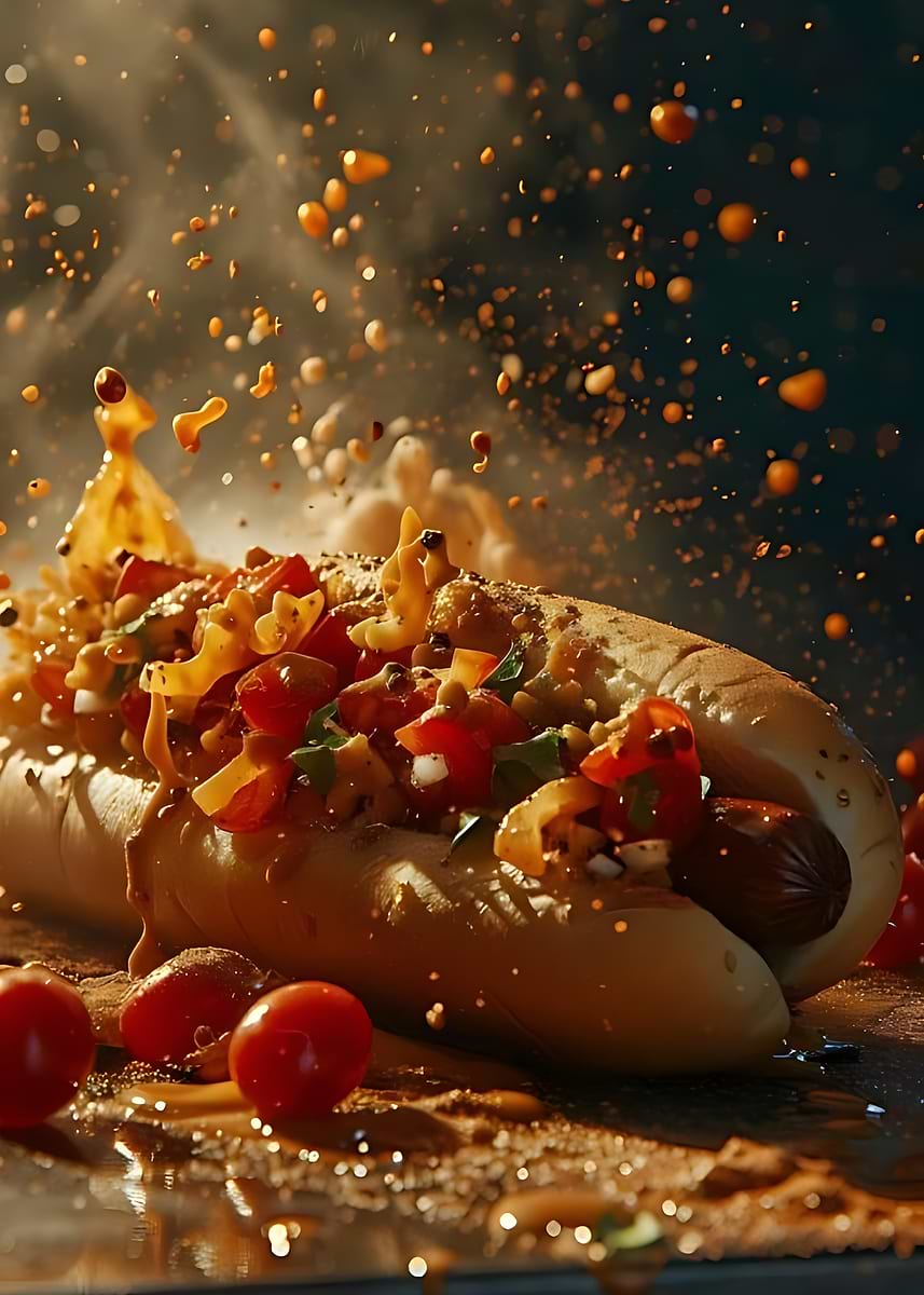'Hot Dog Explosion' Poster, picture, metal print, paint by zoldick ...