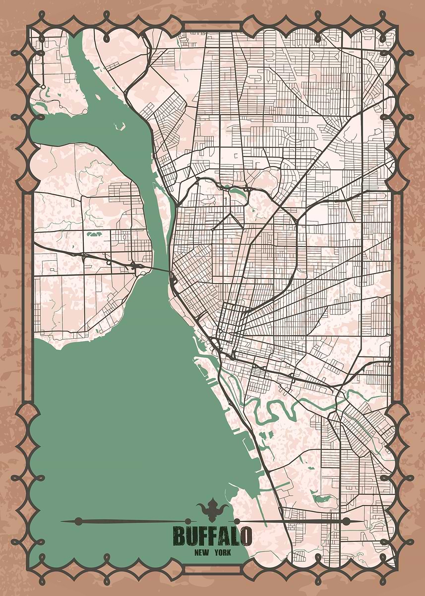 'Buffalo City Map' Poster, picture, metal print, paint by DE Maps ...