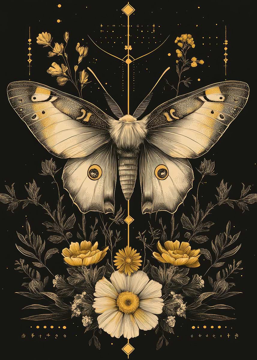 'Golden Moth Gothic Fairycore' Poster, picture, metal print, paint by ...