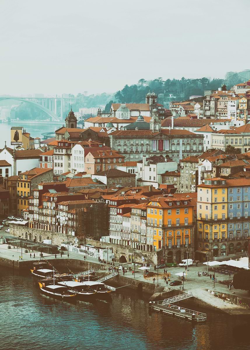 'Porto aka Oporto, Portugal. Riverfront cityscape of the historical ...