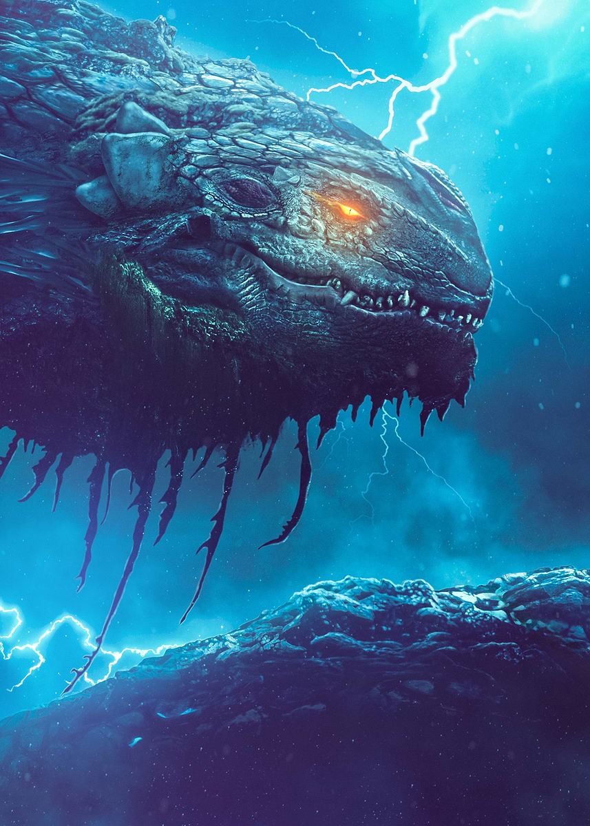 'Sea Monster in Storm' Poster, picture, metal print, paint by Navideo ...