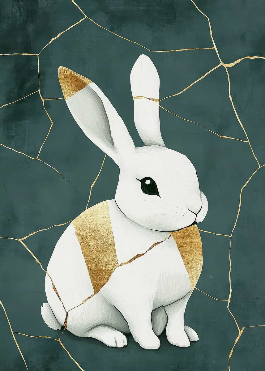 'Gold Crackle Rabbit' Poster, picture, metal print, paint by Doni ...