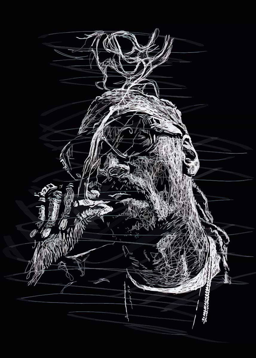 'White Line Portrait' Poster, picture, metal print, paint by eram ...