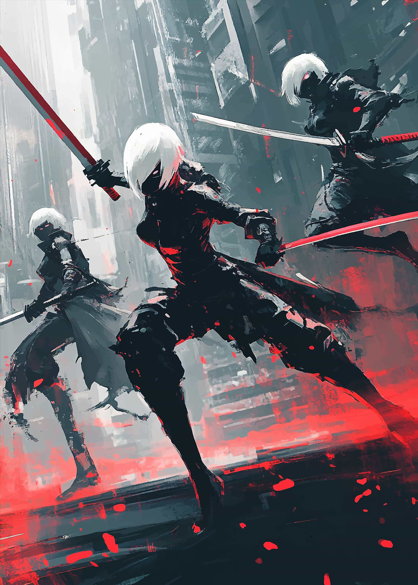'nier automata 2B game' Poster, picture, metal print, paint by gooD ART ...