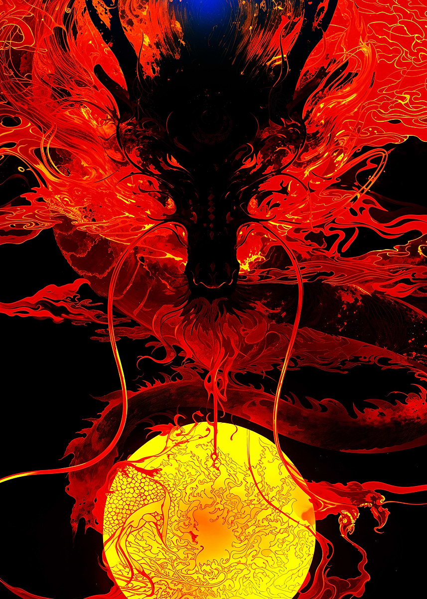 'Fiery Dragon Art' Poster, picture, metal print, paint by ...