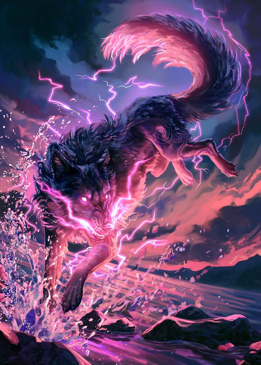 'Storm Wolf' Poster, picture, metal print, paint by Louise Goalby ...
